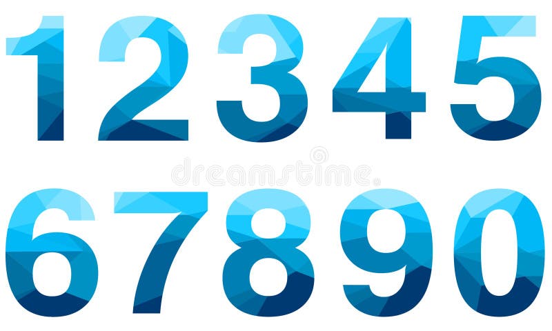 Set of Blue Vector Polygon Numbers Font with Long Shadow. Stock Vector ...