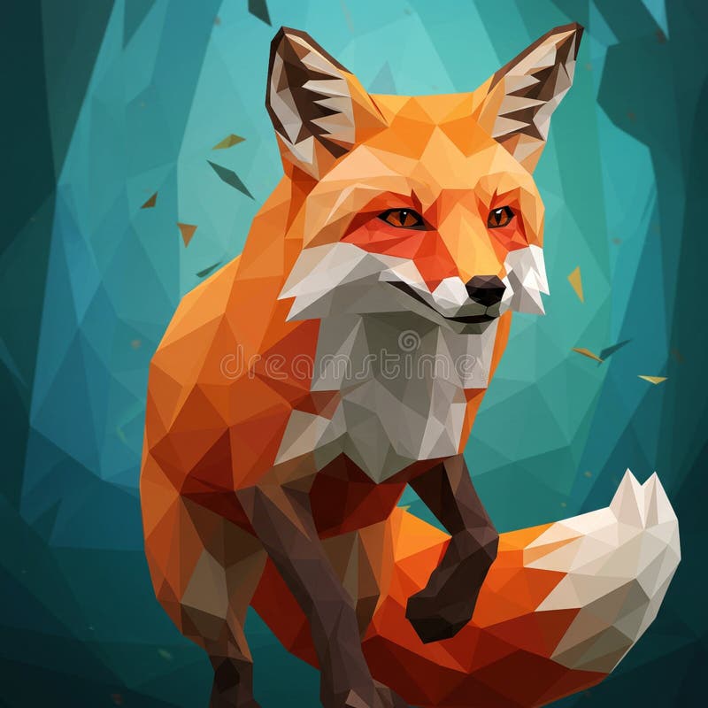 Low-poly Illustration of a Red Fox (*Vulpes Vulpes*), Using Geometric ...