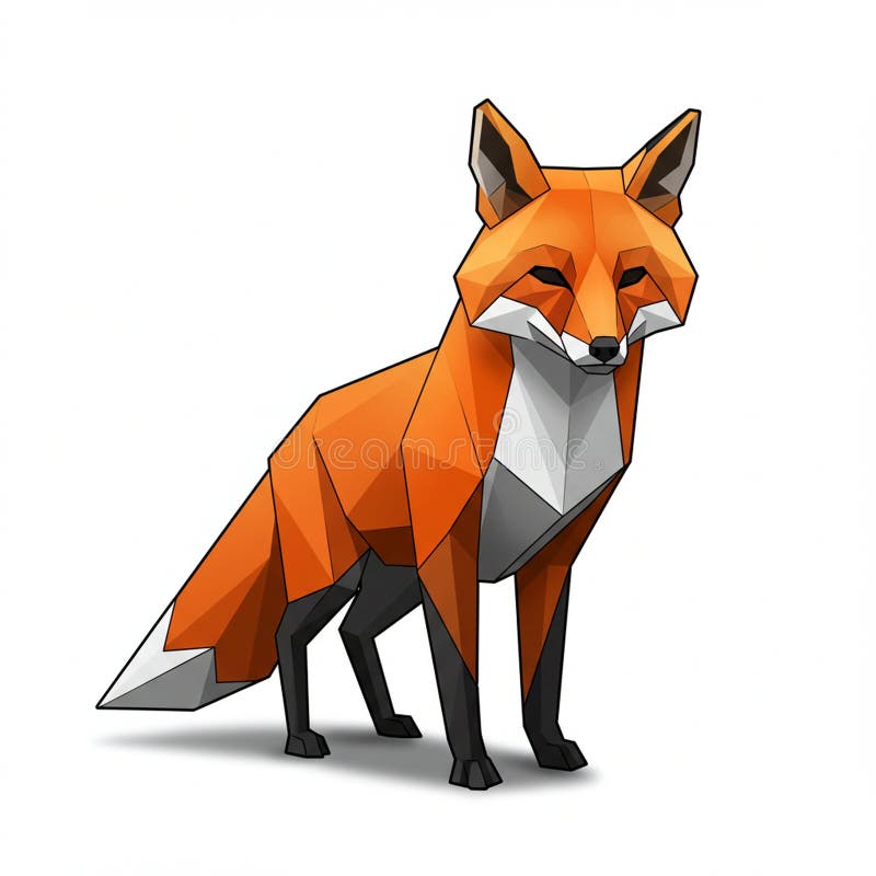 Low-poly Illustration of a Red Fox (Vulpes Vulpes) Featuring Geometric ...