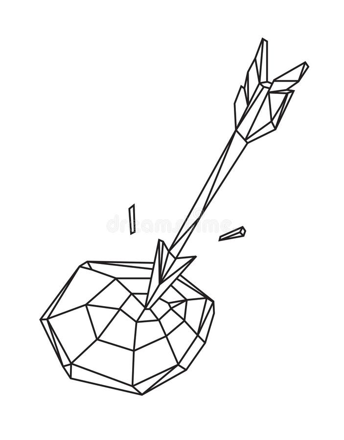 Low Poly Illustration of a Target with an Arrow. Vector. Outline ...