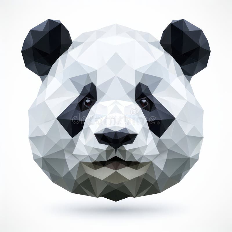 Low Poly Image of a Panda on Solid White Bright Background. Ai ...