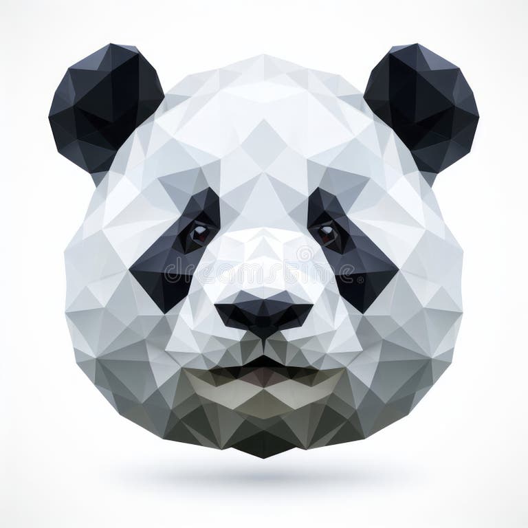 Low Poly Image of a Panda on Solid White Bright Background. Ai ...