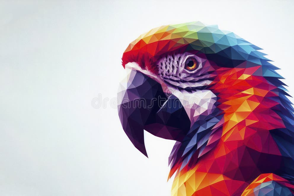 Low Poly Image of a Parrot on Solid White Bright Background. Ai ...