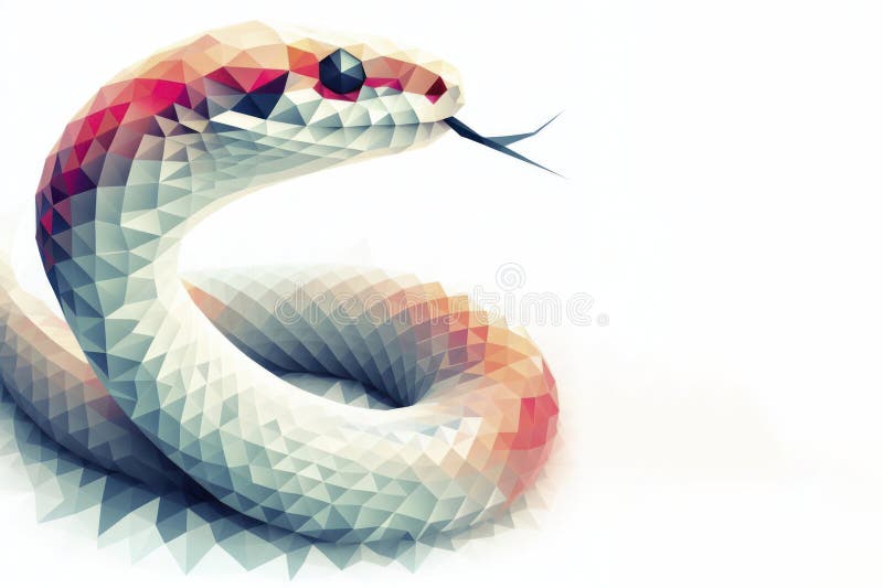Low Poly Image of a Snake on Solid White Bright Background. Ai ...