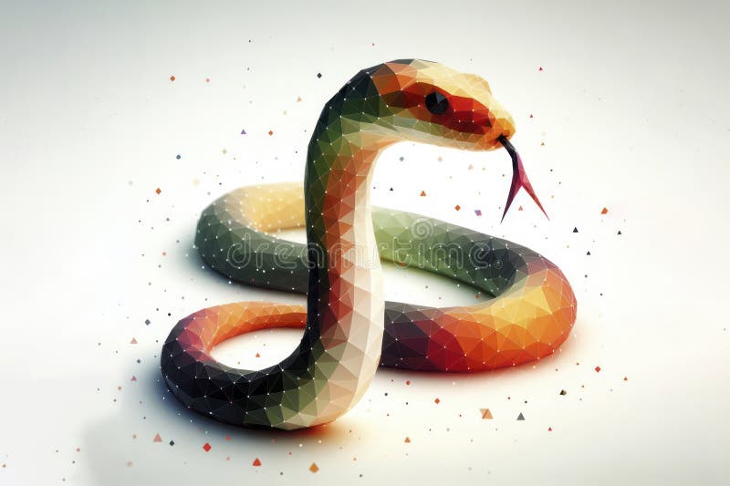 Low Poly Image of a Snake on Solid White Bright Background. Ai ...