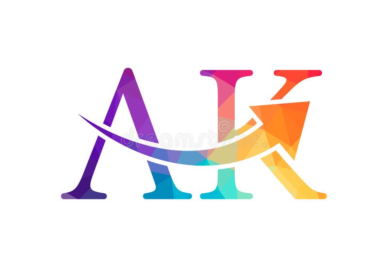 Low Poly and Initial AK Letter Logo Design, Vector Design Concept Stock ...