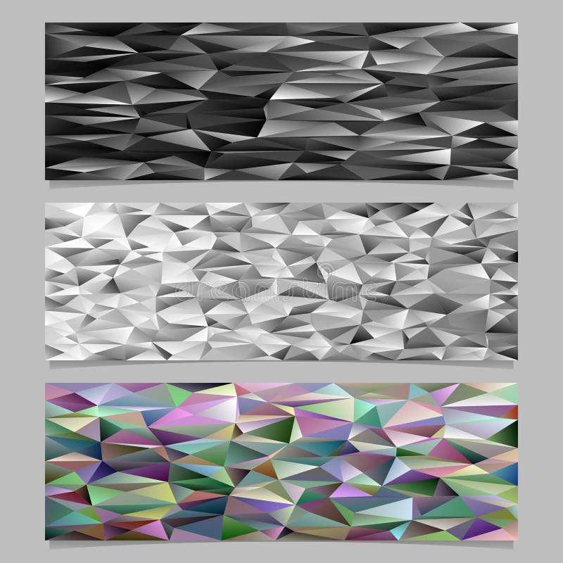 Low Poly Irregular Triangle Tile Mosaic Banner Template Background Set
