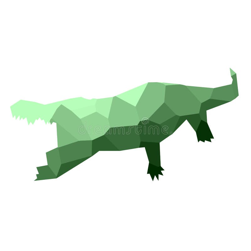 Low Poly Crocodile. Cartoon Isometric Game Alligator Stock Vector ...