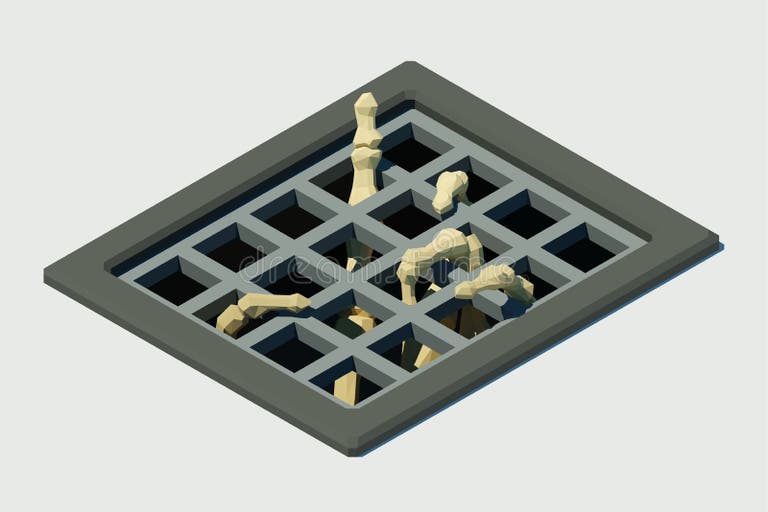 Low Poly Isometric Skeleton Hand Behind Bars. Vector Illustration ...
