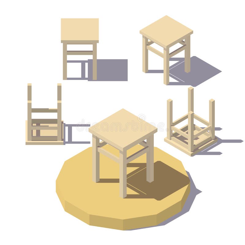 Stool Icon, Isometric Style Stock Vector - Illustration of balanced ...