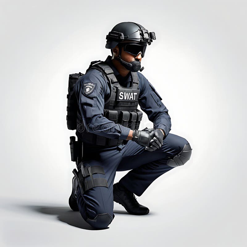 Isometric Low Poly SWAT on White Background Stock Illustration ...