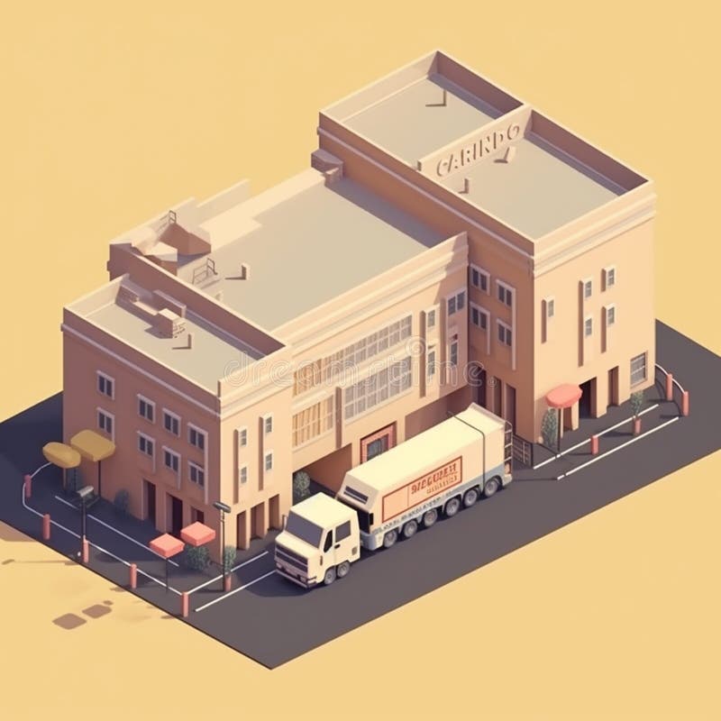 Low Poly and Isometric View of Delivery Company Office and Distribution ...