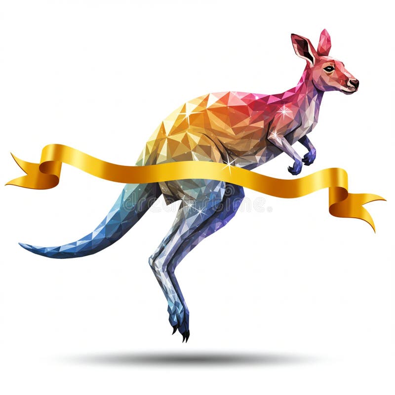 Low-poly Kangaroo Illustration Features Vibrant Gradient Colors from ...