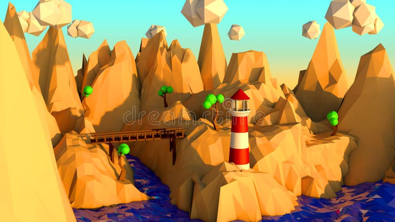 Low Poly Landscape Wallpaper (1) Stock Illustration - Illustration of ...