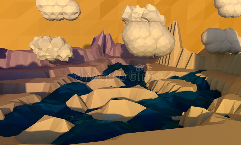 Low Poly, Landscape Work 3d Illustration Stock Illustration ...