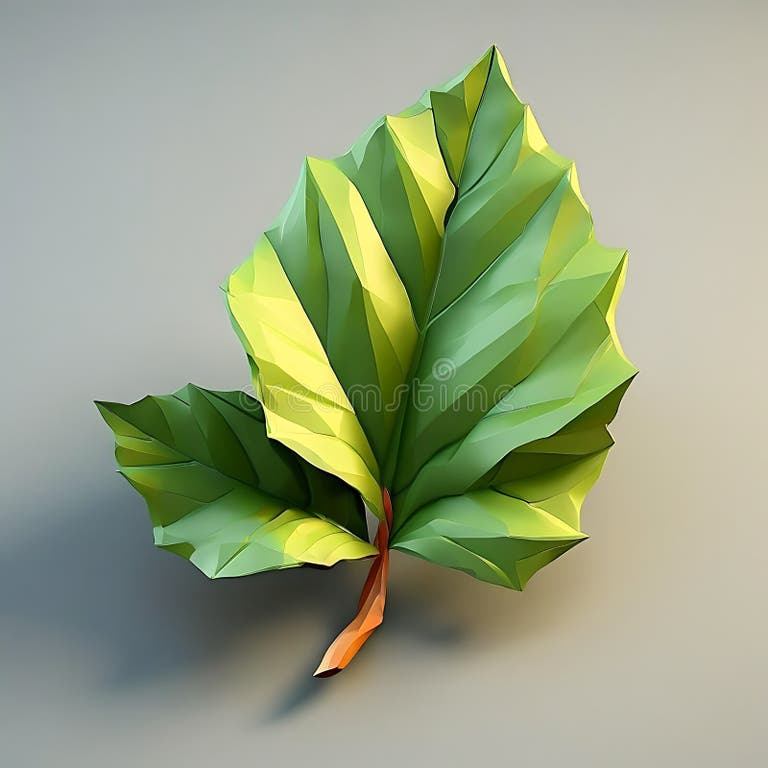 Low Poly Leaf on Grey Background Stock Illustration - Illustration of ...
