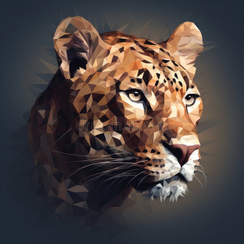 Low Poly Leopard Portrait in Surreal Style Stock Illustration ...