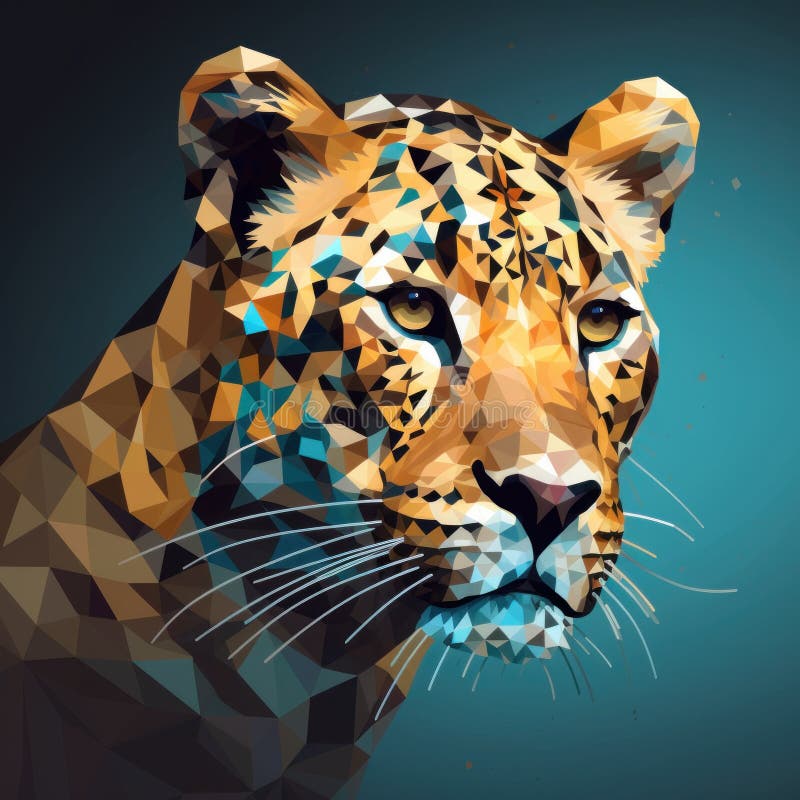 Low Poly Leopard Portrait in Surreal Style Stock Illustration ...