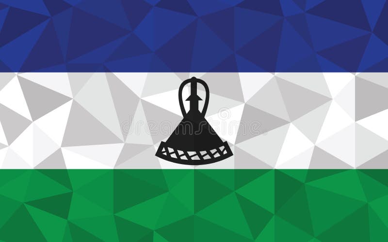 Low Poly Lesotho Flag Vector Illustration. Triangular Basotho Flag ...