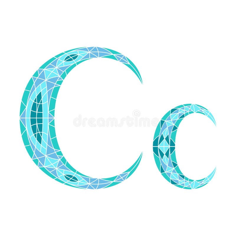Low Poly Letter C in Blue Mosaic Polygon Stock Vector - Illustration of ...