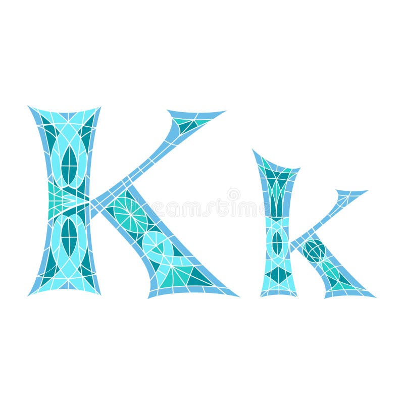 Low Poly Letter K in Blue Mosaic Polygon Stock Vector - Illustration of ...