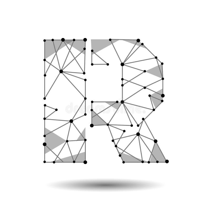 Low Poly Letter R English Latin. Polygonal Triangle Connect Dot Point ...
