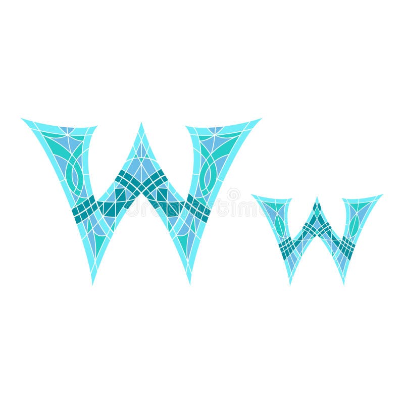 Low Poly Letter W in Blue Mosaic Polygon Stock Vector - Illustration of ...