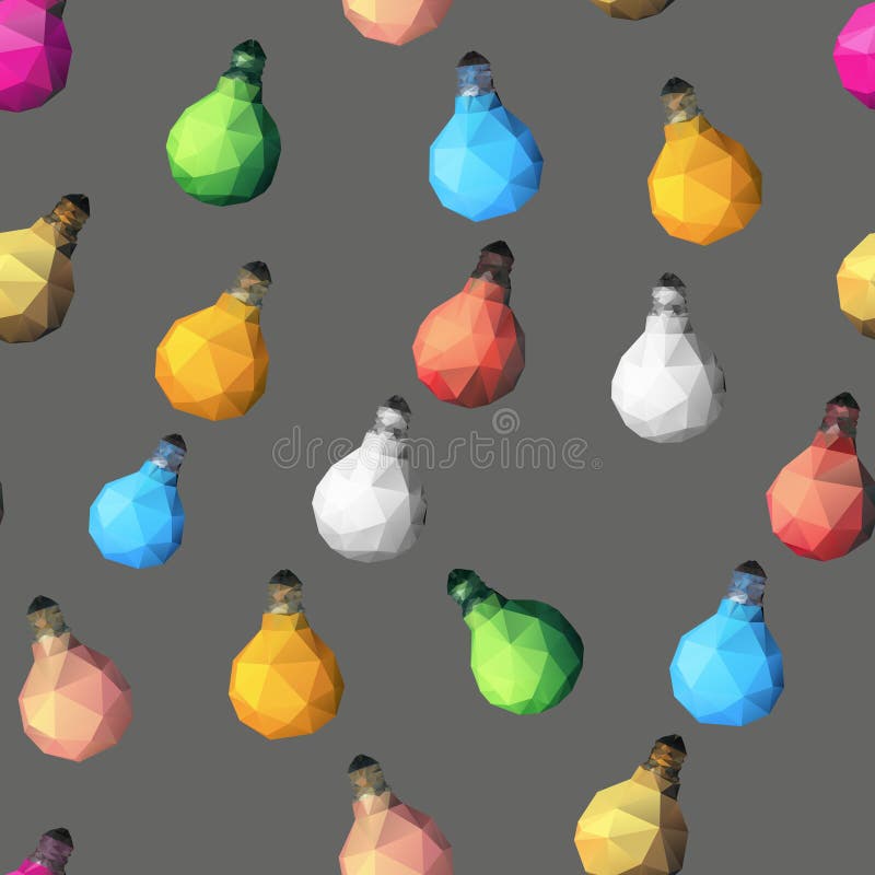Low Poly Light Bulb. Seamless Pattern Stock Vector - Illustration of ...