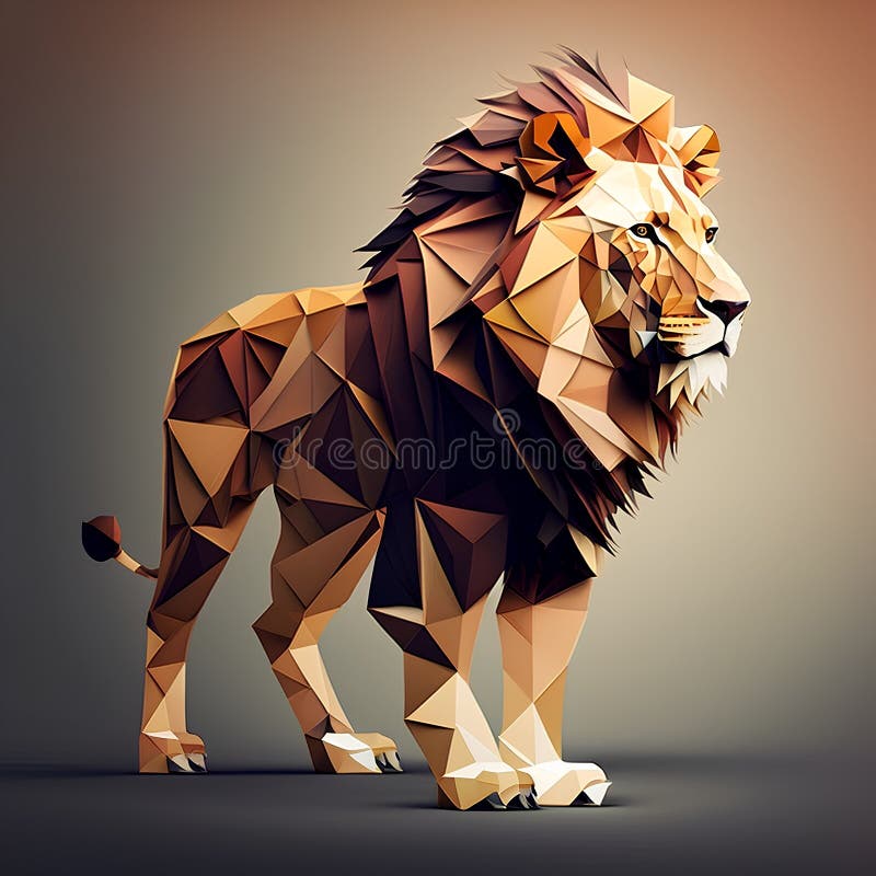 Low Poly Lion. Polygonal Style. 3d Vector Illustration Stock ...