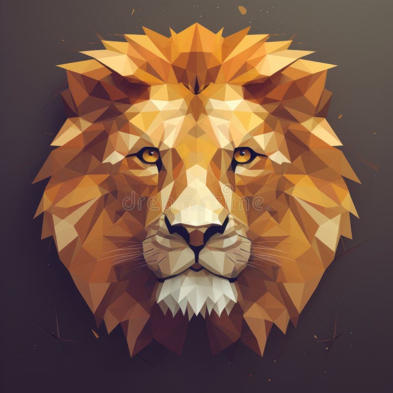 Low Poly Lion Portrait in Surreal Style Stock Illustration ...