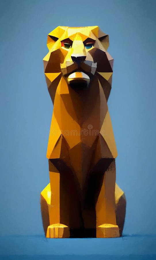 Low Poly Lion - Stylized Digital Art Stock Illustration - Illustration ...