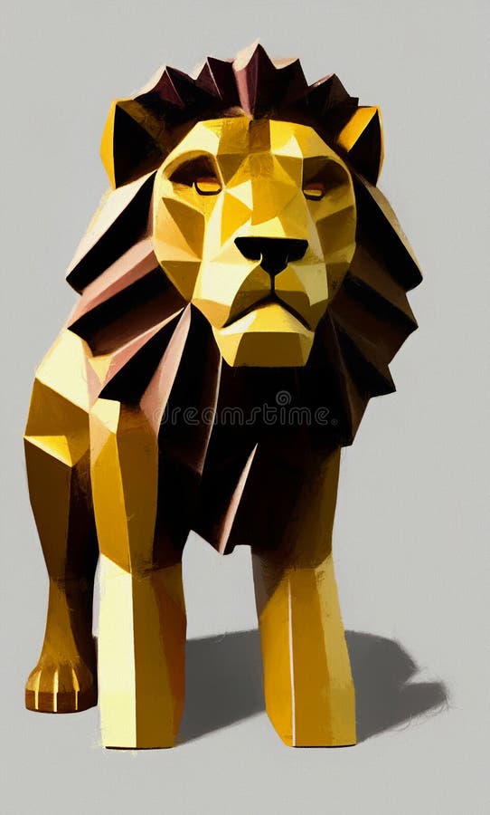 Low Poly Lion - Stylized Digital Art Stock Illustration - Illustration ...