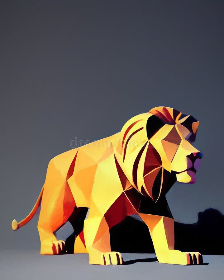 Low Poly Lion - Stylized Digital Art Stock Illustration - Illustration ...