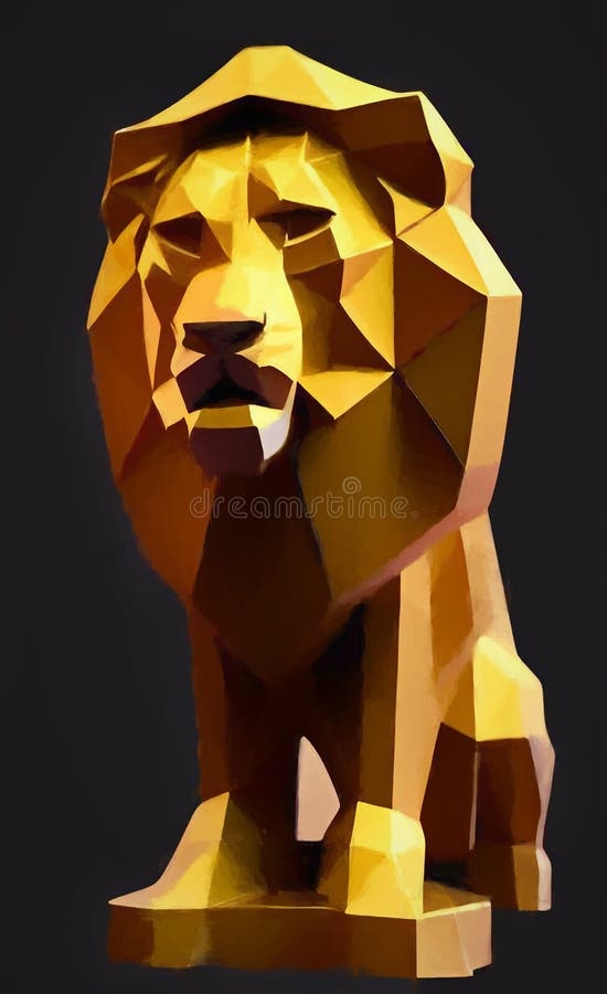 Low Poly Lion - Stylized Digital Art Stock Illustration - Illustration ...