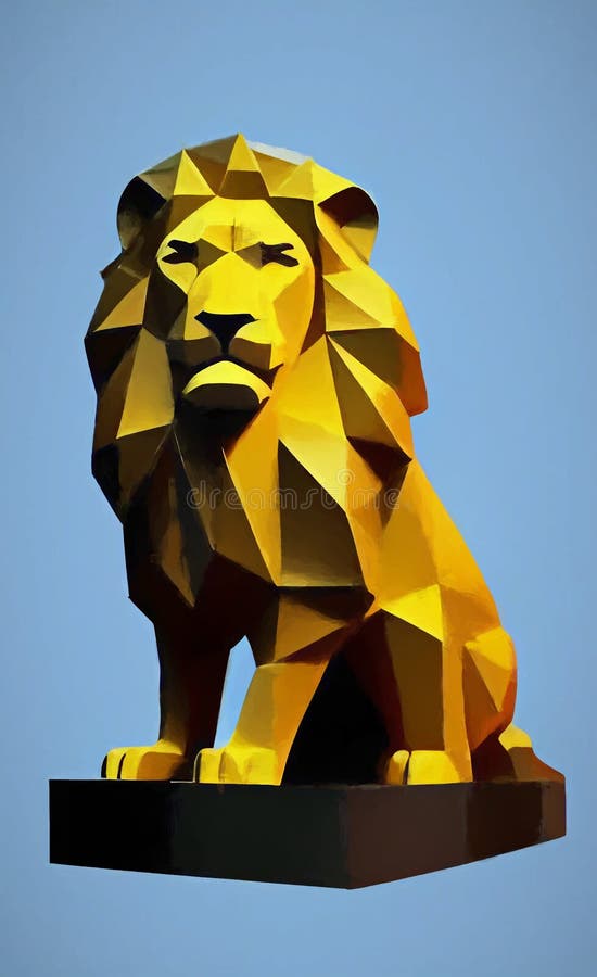Low Poly Lion - Stylized Digital Art Stock Illustration - Illustration ...