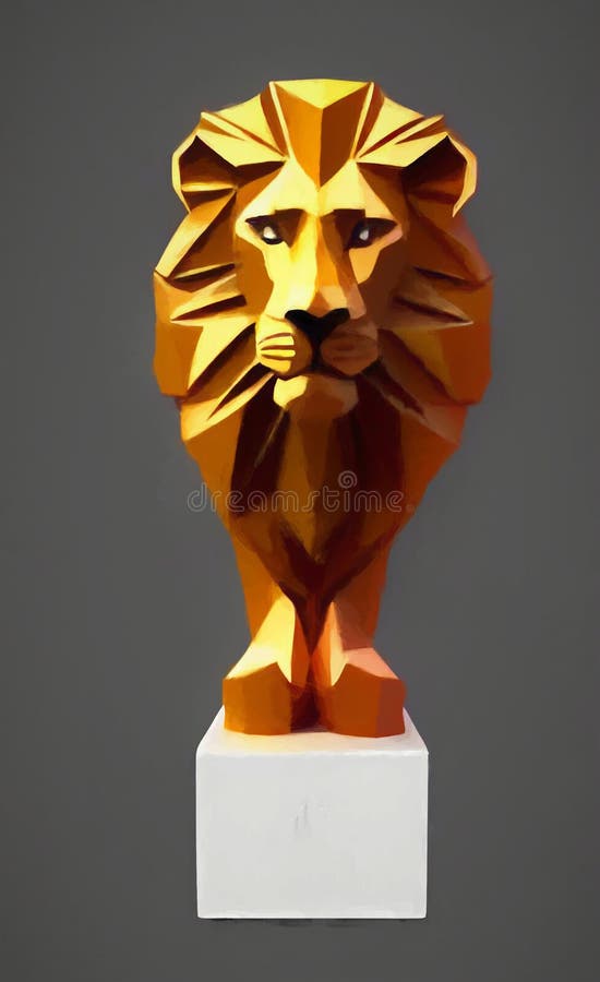 Low Poly Lion - Stylized Digital Art Stock Illustration - Illustration ...
