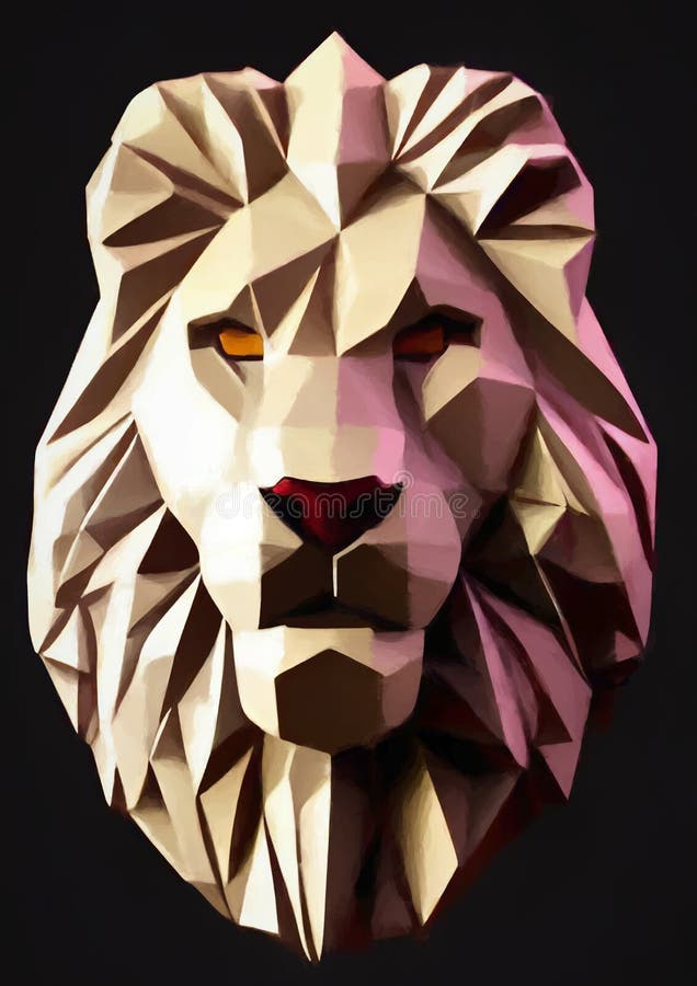 Low Poly Lion - Stylized Digital Art Stock Illustration - Illustration ...