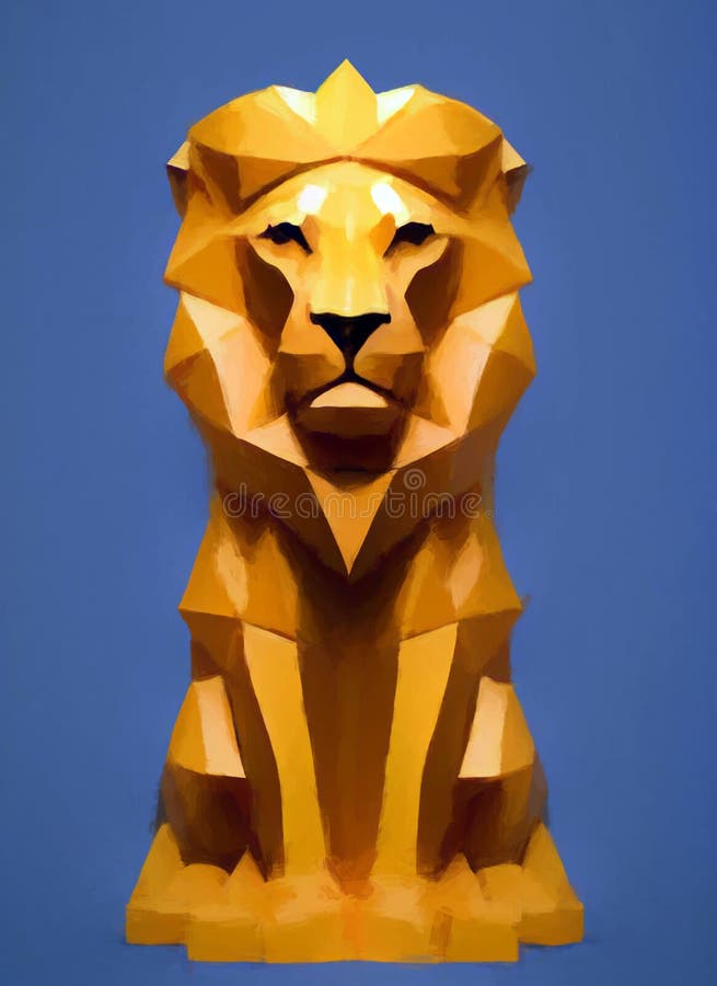 Low Poly Lion - Stylized Digital Art Stock Illustration - Illustration ...