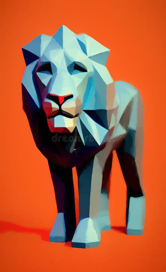 Low Poly Lion - Stylized Digital Art Stock Illustration - Illustration ...