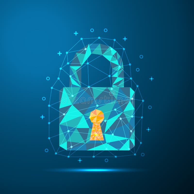 Low Poly Lock Illustration with Lines and Dots Stock Vector ...