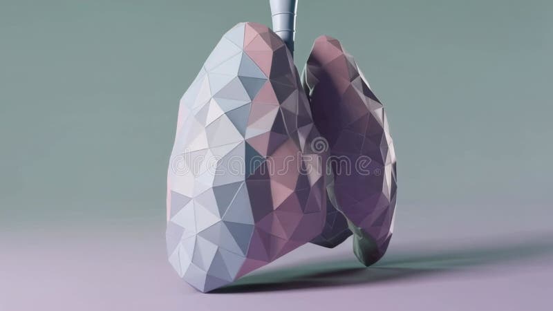 Pastel Polygonal Lungs Rotating on Solid Background Stock Footage ...