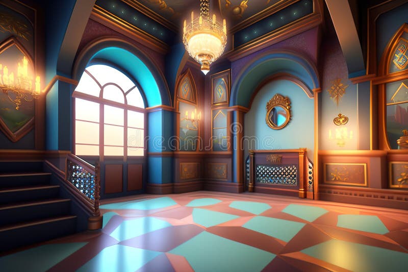 Low Poly: Magic Castle, Interior, Wide Angle, Ai Generated Stock Illustration - Illustration of ...