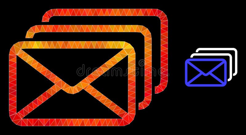 Vector Lowpoly Mail Queue Icon with Orange Colored Gradient Stock ...