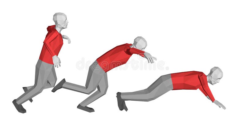 Low Poly Man Falling. Isolated on White Background. Vector Illus Stock ...