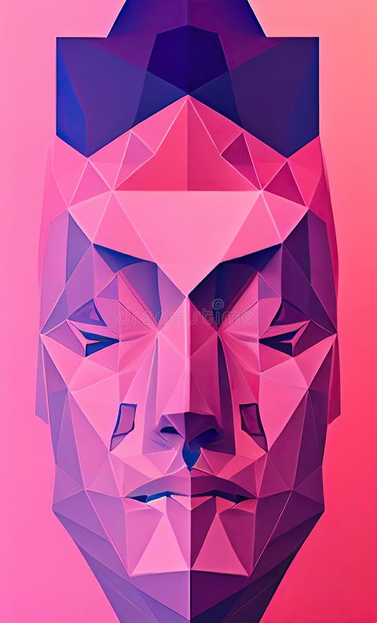 Low Poly Man`s Head 3d Illustration Stock Illustration - Illustration ...