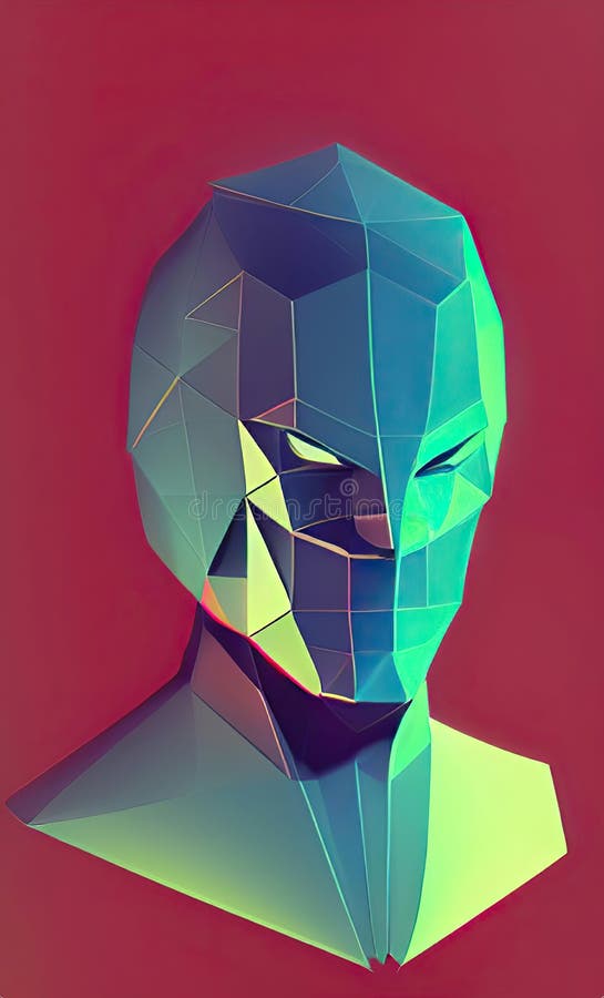 Low Poly Man`s Head 3d Illustration Stock Illustration - Illustration ...