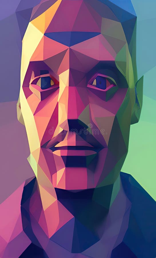 Low Poly Man`s Head 3d Illustration Stock Illustration - Illustration ...