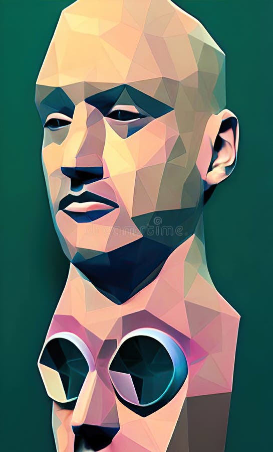 Low Poly Man`s Head 3d Illustration Stock Illustration - Illustration ...