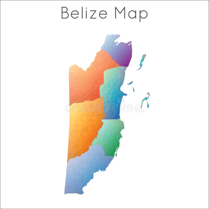 Low Poly map of Belize. stock vector. Illustration of chart - 135559235