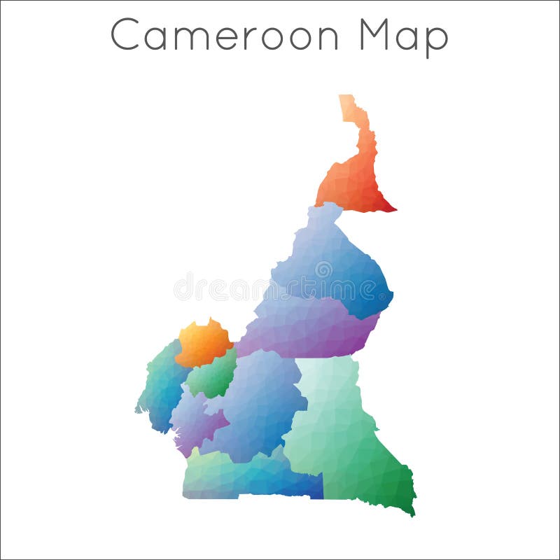 Low Poly map of Cameroon. stock vector. Illustration of landmark ...